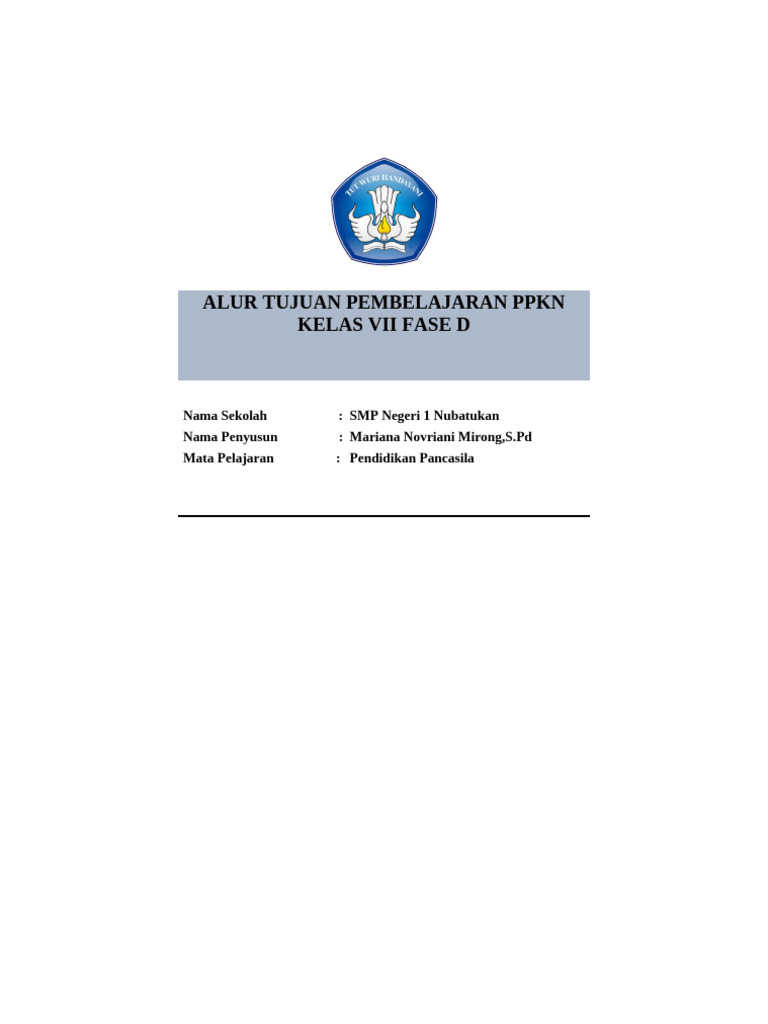 Cover Alur Tujuan Pembelajaran PPKN | PDF