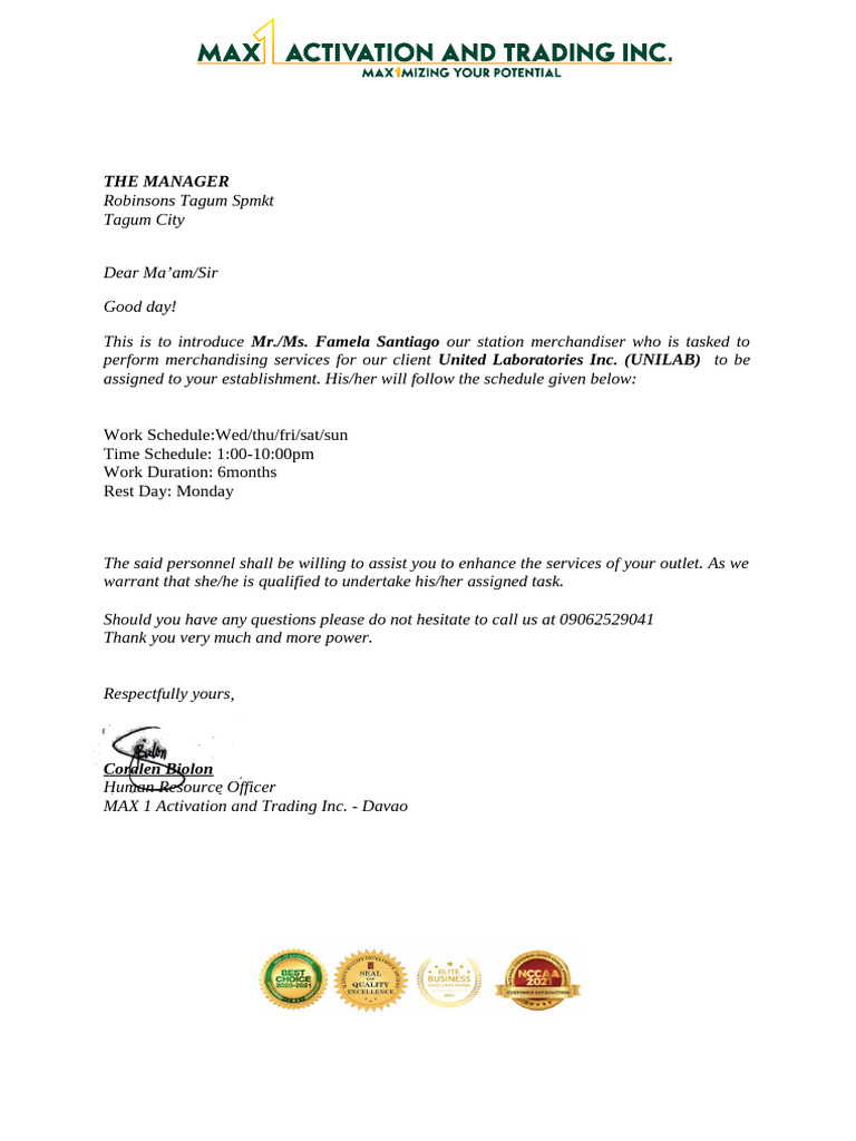 Intro-Letter Famela SPMKT | PDF