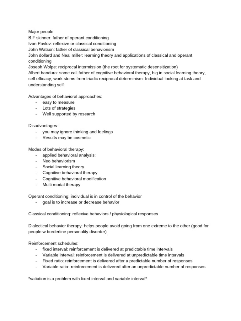 Behavioral therapy notes | PDF