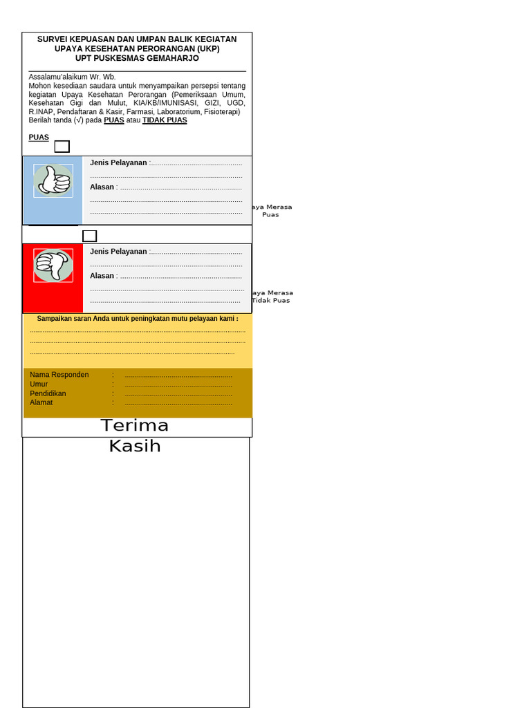 Blangko Survey Ukp 1 | PDF