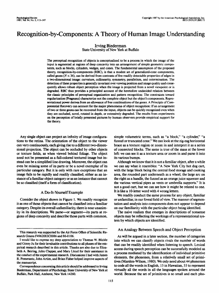 Recognition Geons | PDF | Perception | Cognitive Science