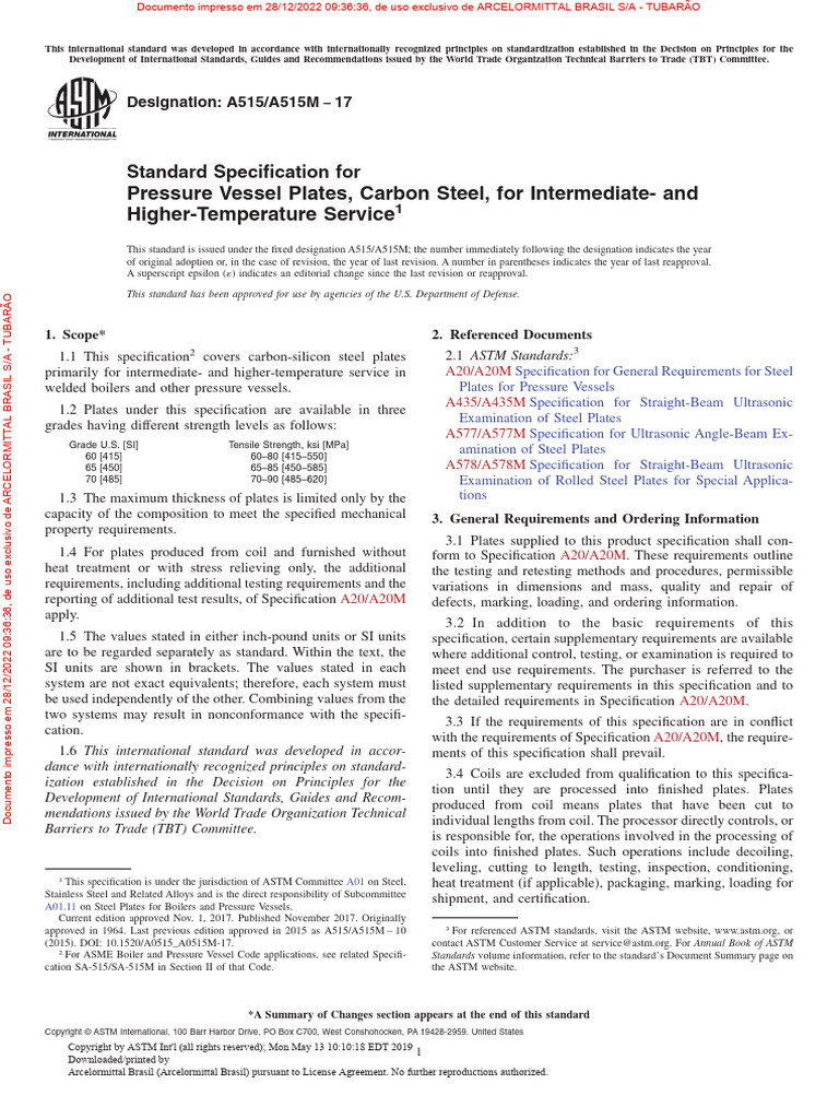ASTM A515 - Fls. 1 - 2 - 3 - Arquivo para Impressão | PDF