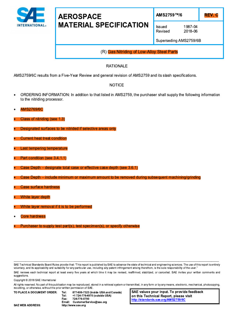 AMS 2759 - 6-Rev C - Gas Nitriding of Low Alloy Steel. | PDF