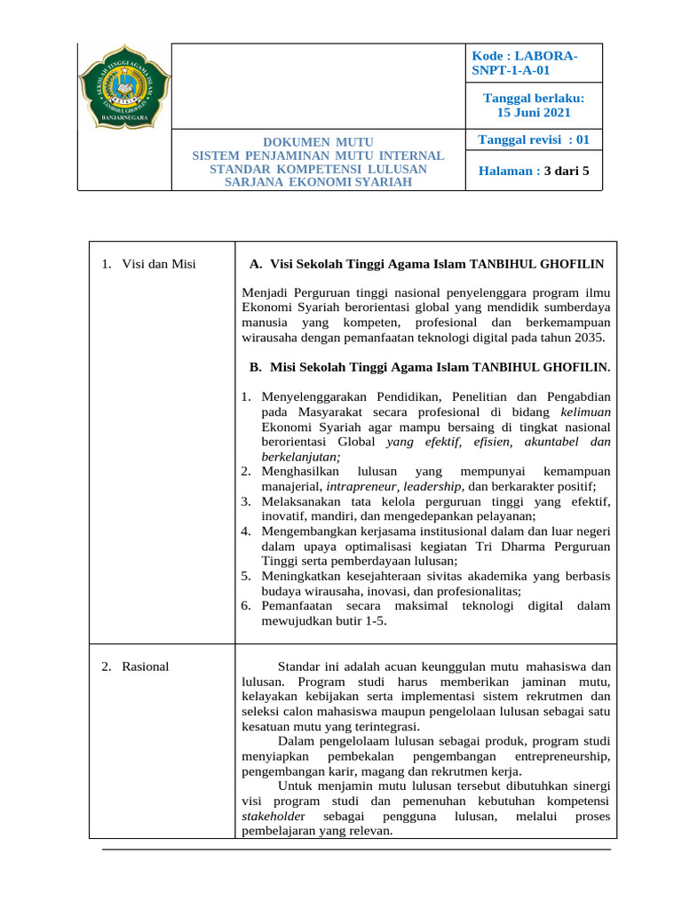 Standar Mutu 2 | PDF