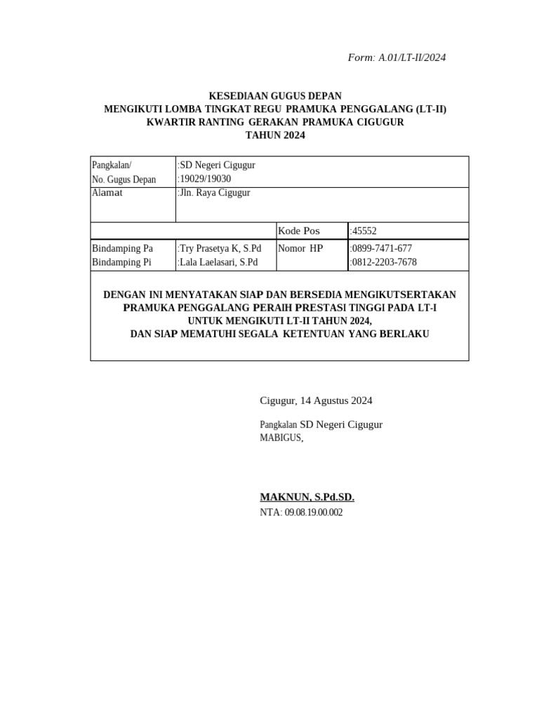 Form A.01 S.D. A04 LT-II | PDF