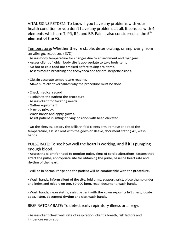 Vital Signs Retdem | PDF