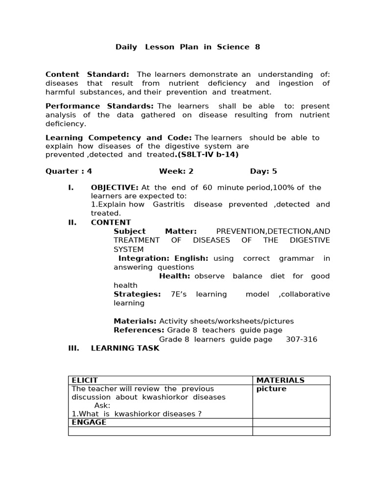 Daily Lesson Plan in Science 8.5docx | PDF | Lesson Plan | Learning