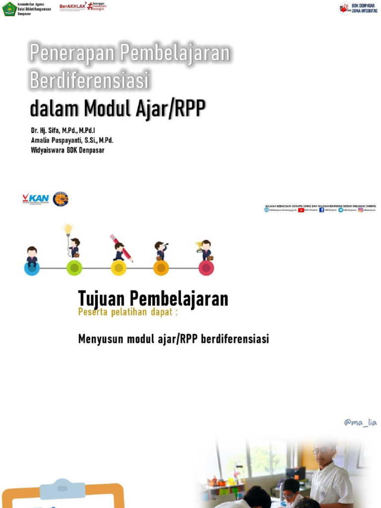 Slide Penerapan Pembelajaran Berdiferensiasi Dalam Modul Ajar RPP PDF | PDF