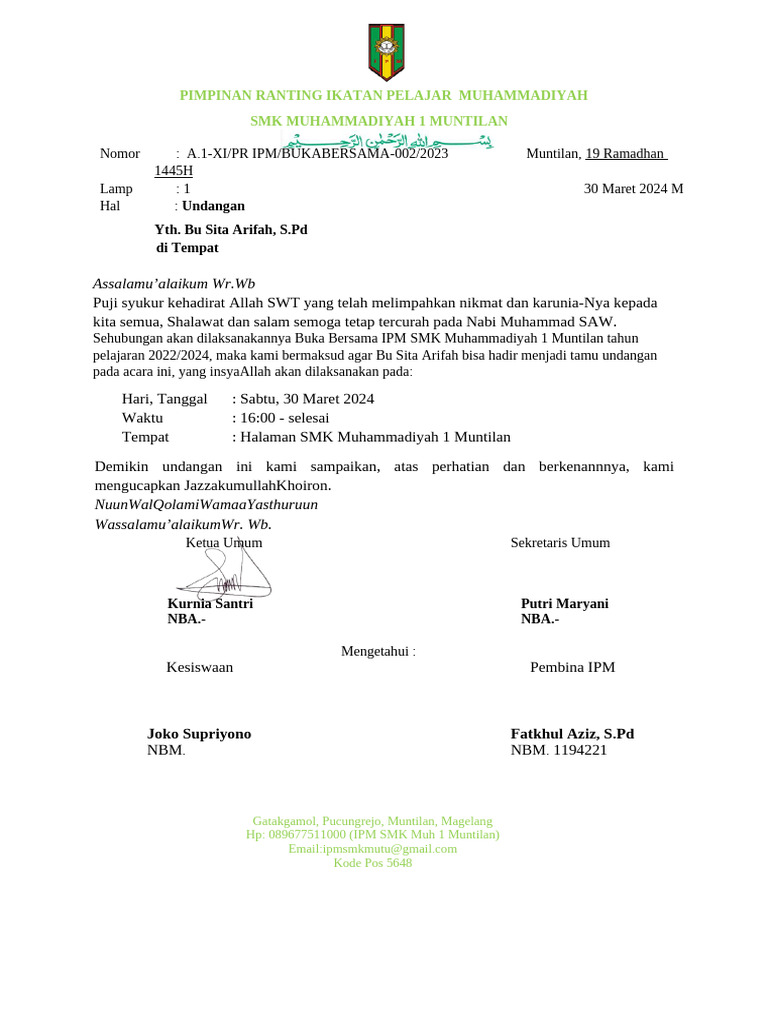 Contoh Surat IPM | PDF