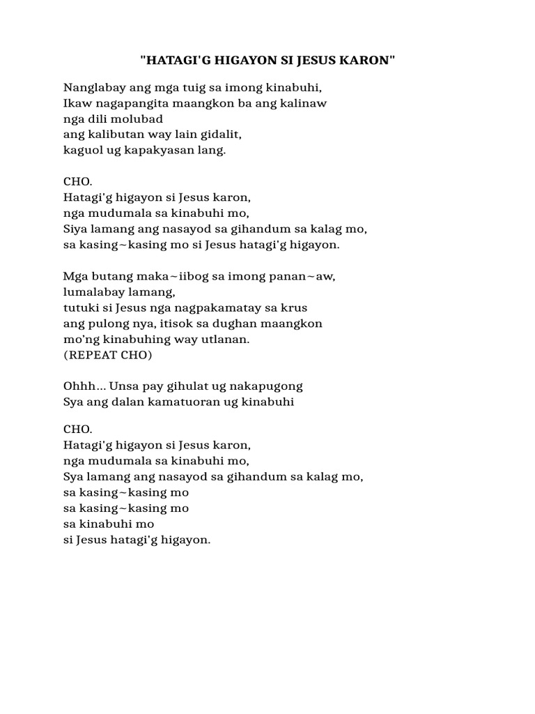 Hatagig Higayon Lyrics | PDF