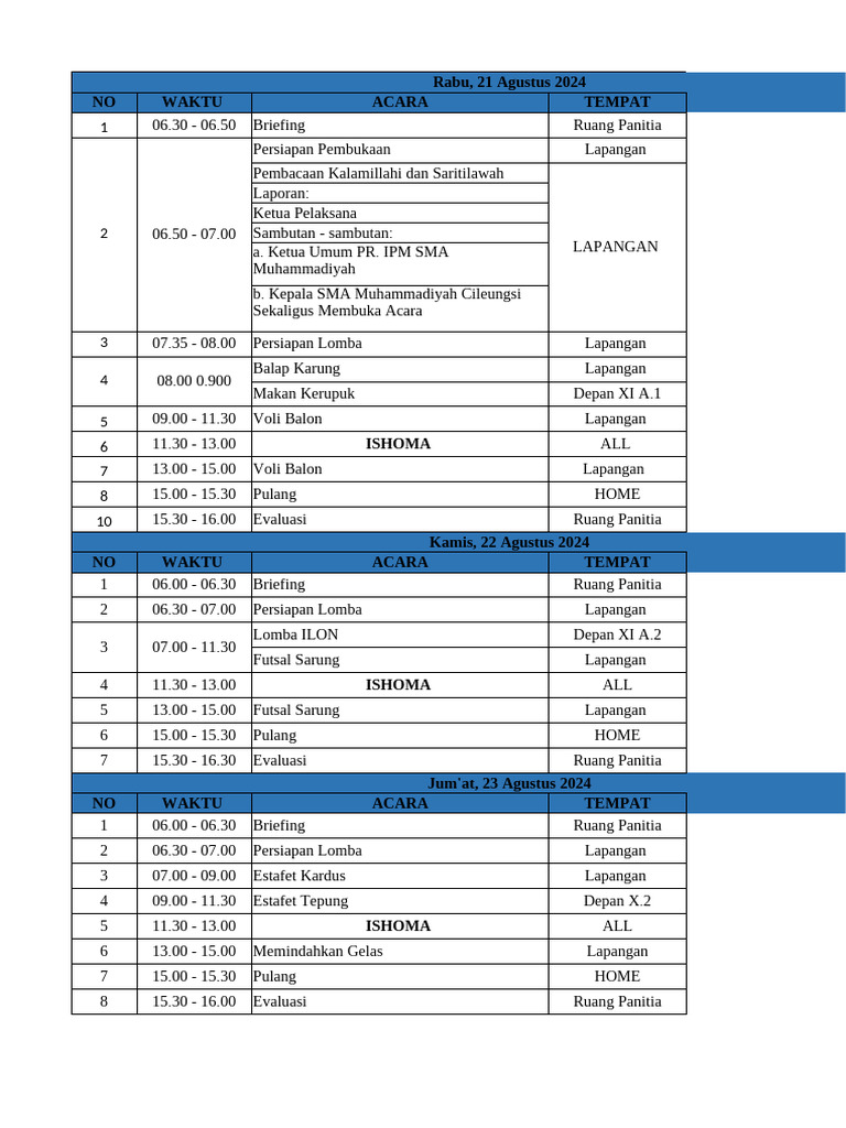 susunan acara 17 agustus 2024 | PDF
