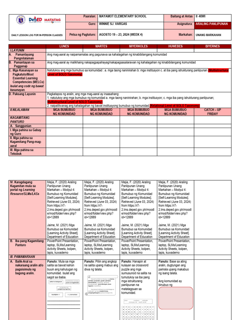 G2 Q1W4 DLL AP (MELCs) | PDF