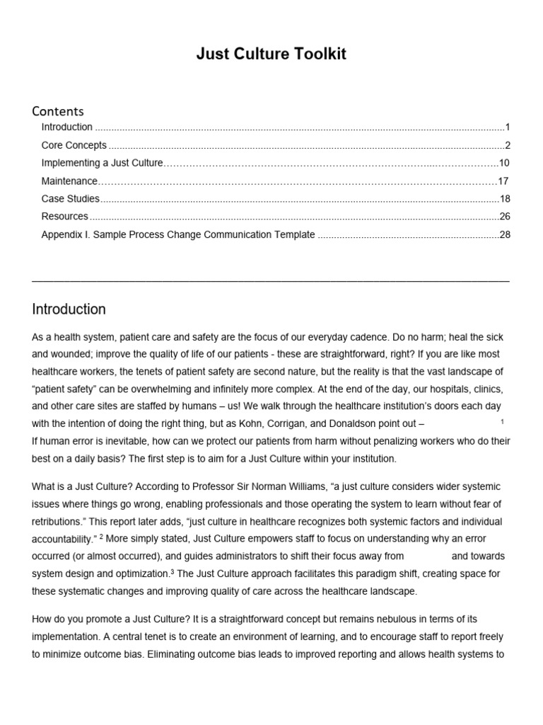 Just Culture Toolkit - Final | PDF