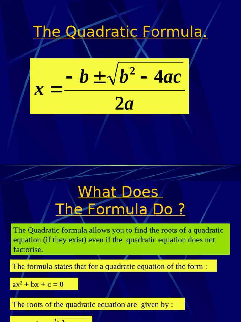 (252863) The Quadratic Formula. | PDF