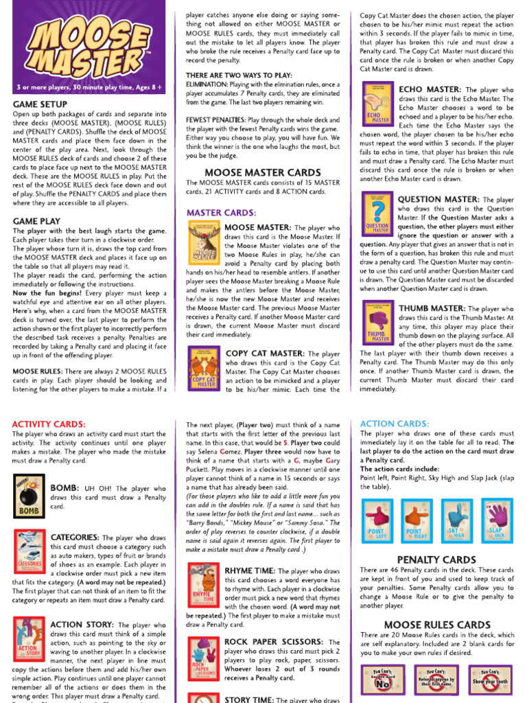 Moose Master Rules | PDF