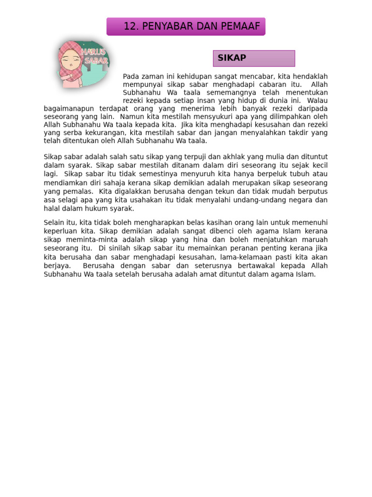 Penyabar Dan Pemaaf | PDF