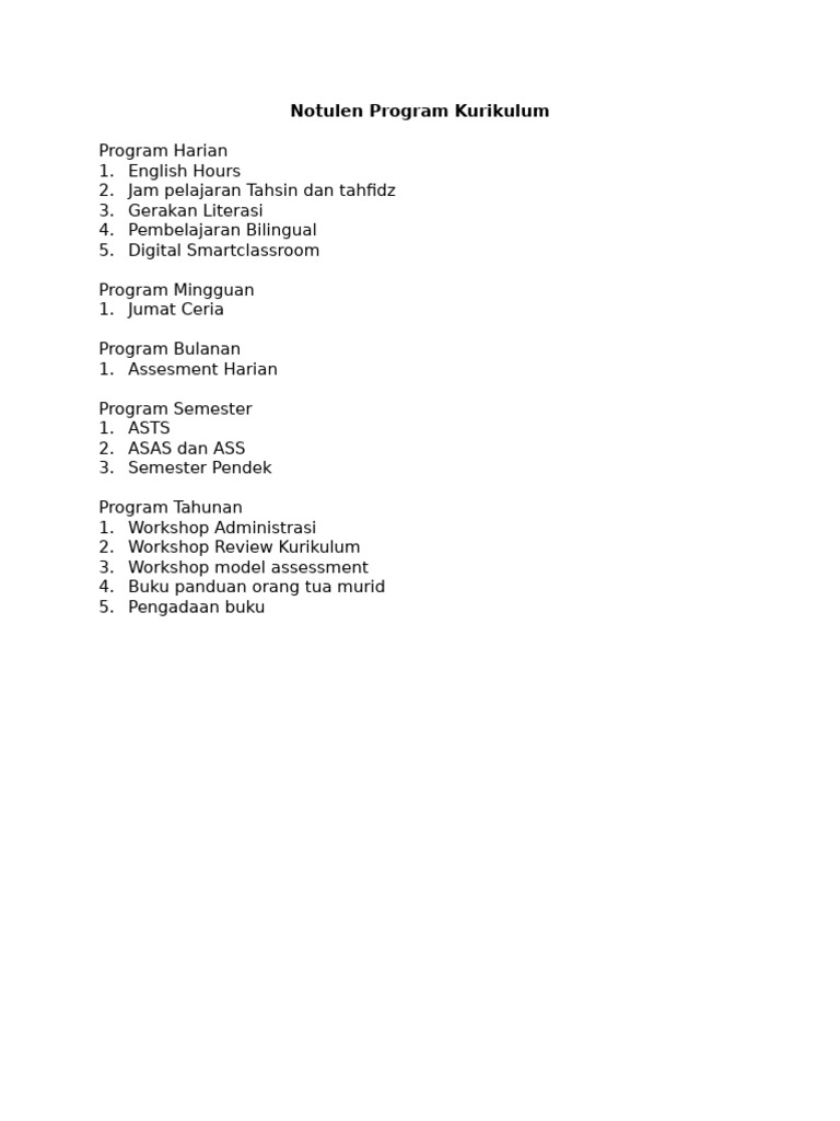 Notulen Program Kurikulum | PDF