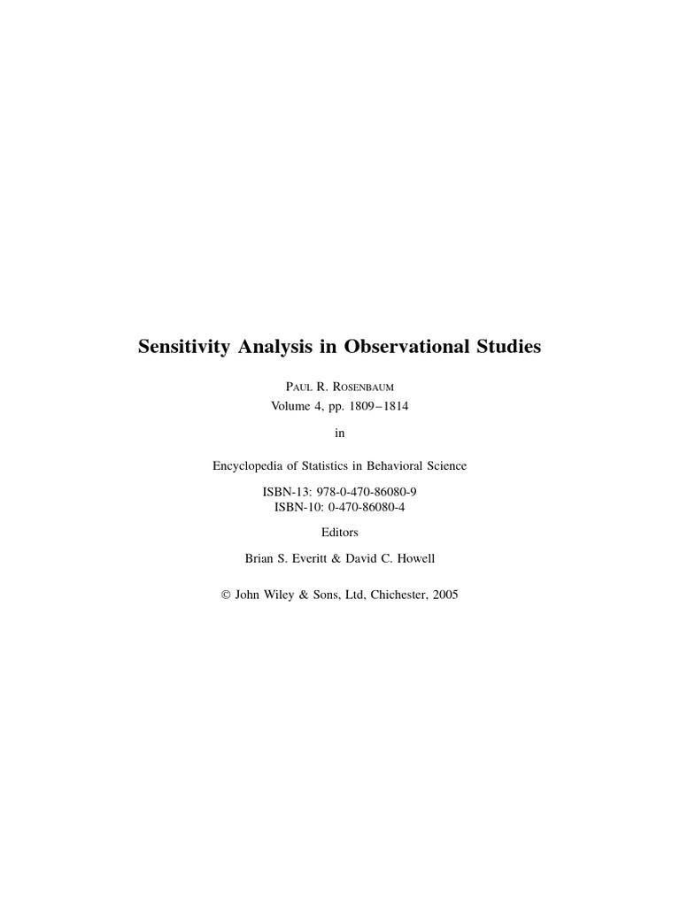 Sensitivity Analysis in Observational Studies (2005) - PAUL R. ROSENBAUM | PDF