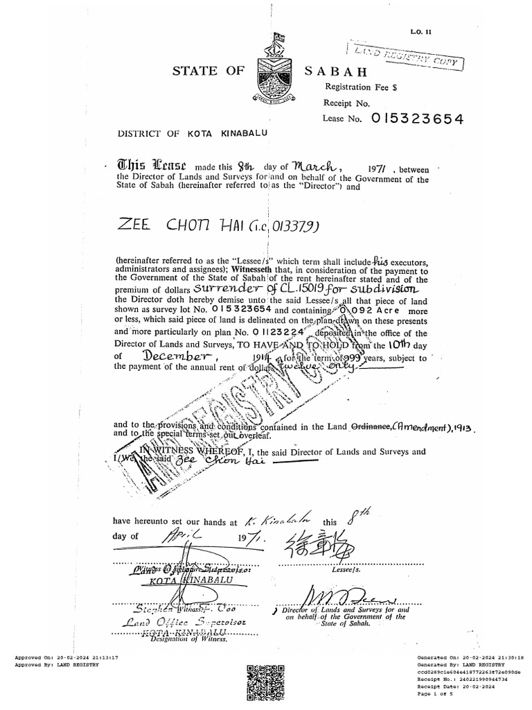 Land Title Sabah | PDF