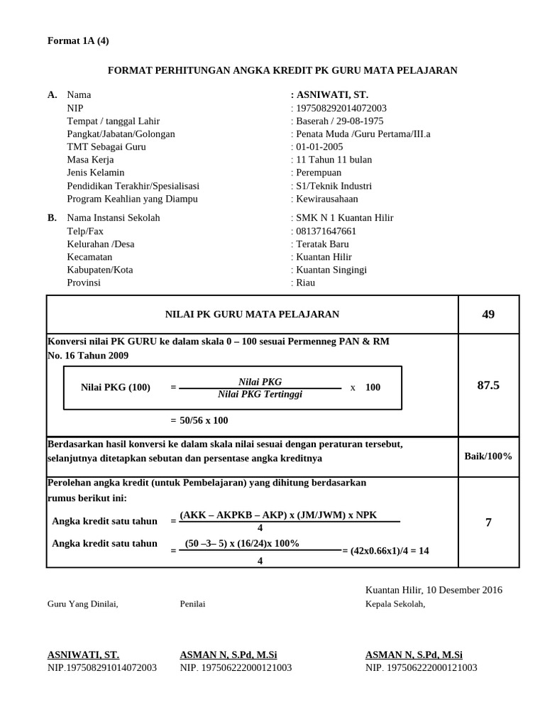 Rekapitulasi PKG 2016 | PDF