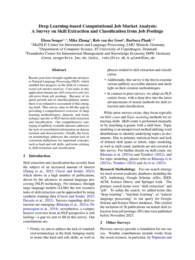 Deep Learning-Based Computational Job Market Analysis - A Survey On Skill Extraction and ...