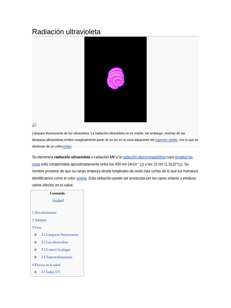Radiación Ultravioleta - LUZ NEGRA | PDF