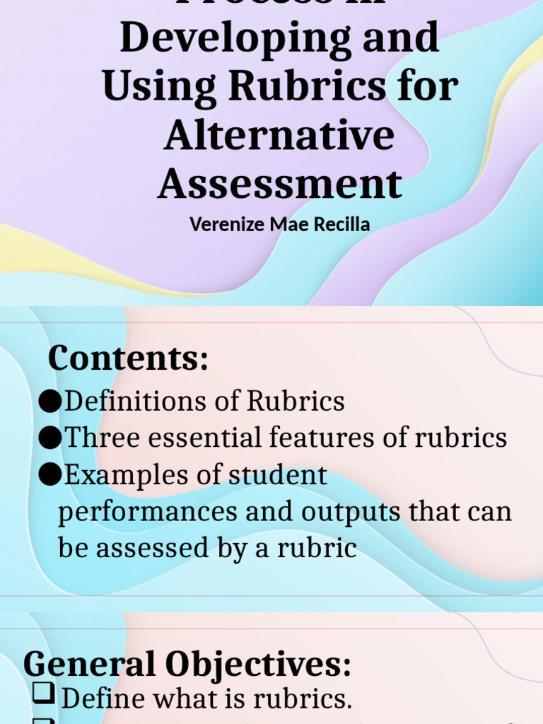 Group 6 - Process in Developing and Using Rubrics For Alternative ...