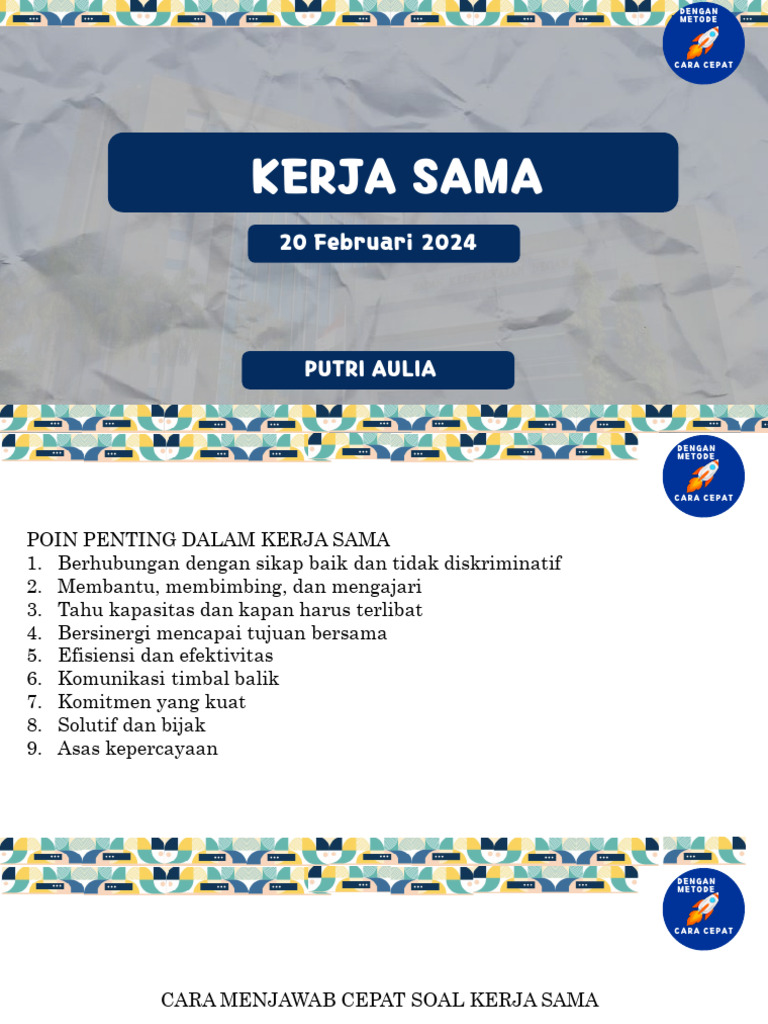 Rangkuman Kerja Sama | PDF