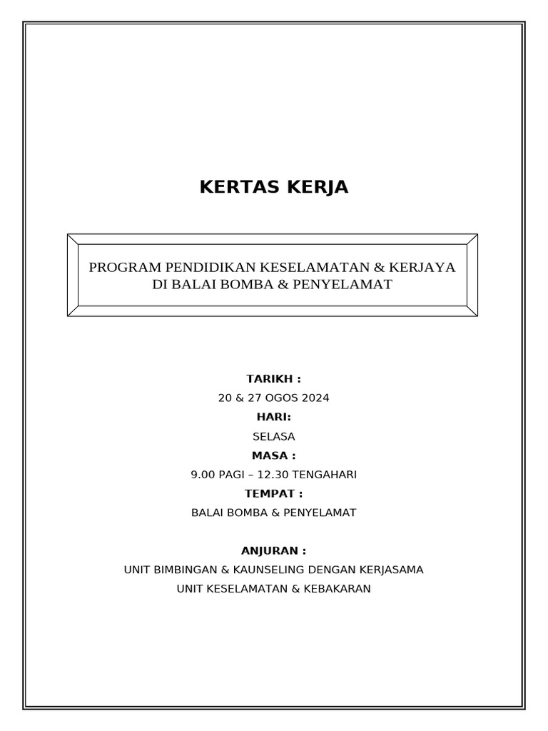 Kertas Kerja Lawatan Bomba | PDF