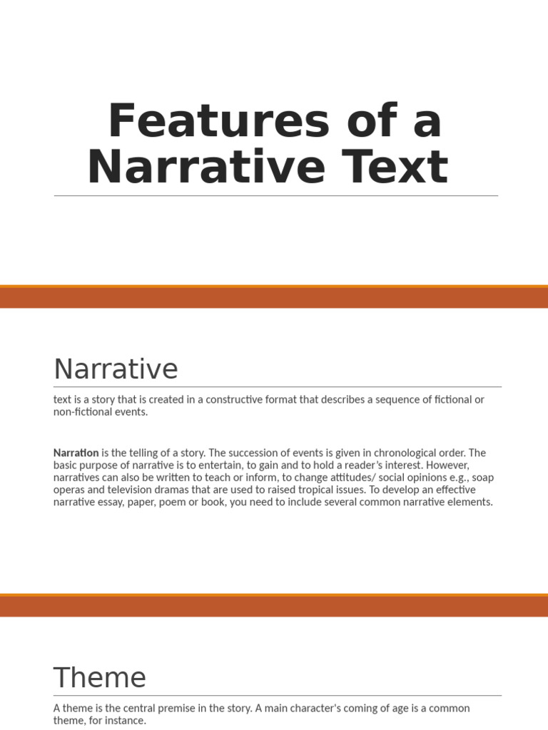Features of A Narrative Text | PDF
