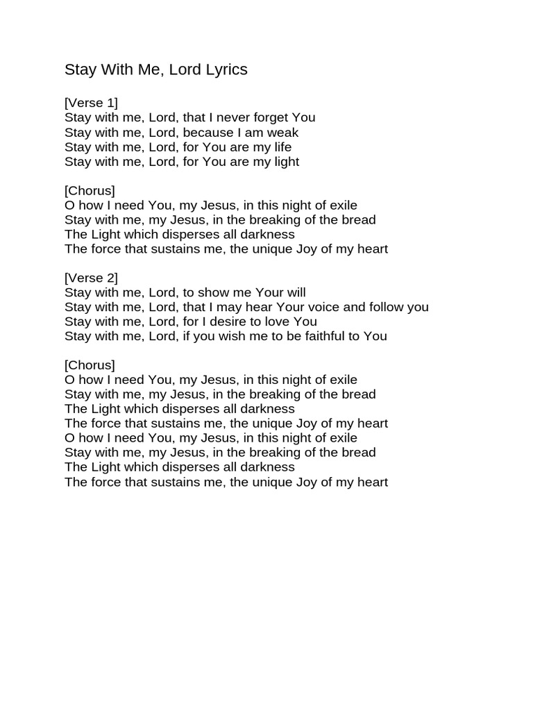 Stay With Me, Lord Lyrics | PDF