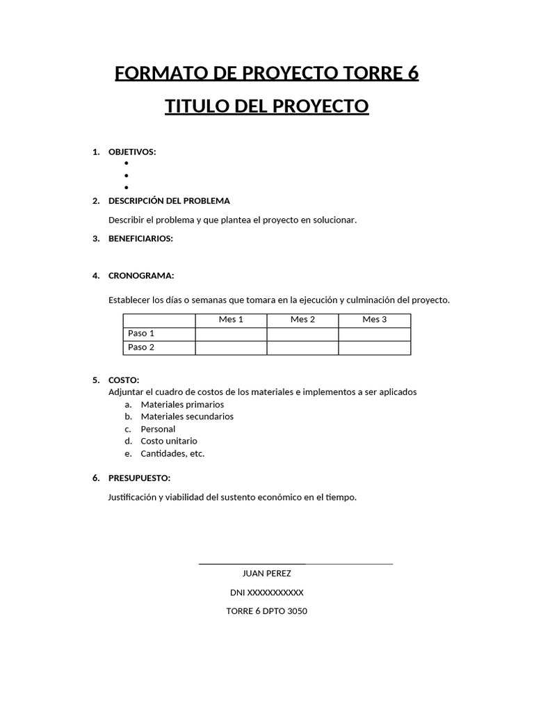 Formato de Proyecto | PDF