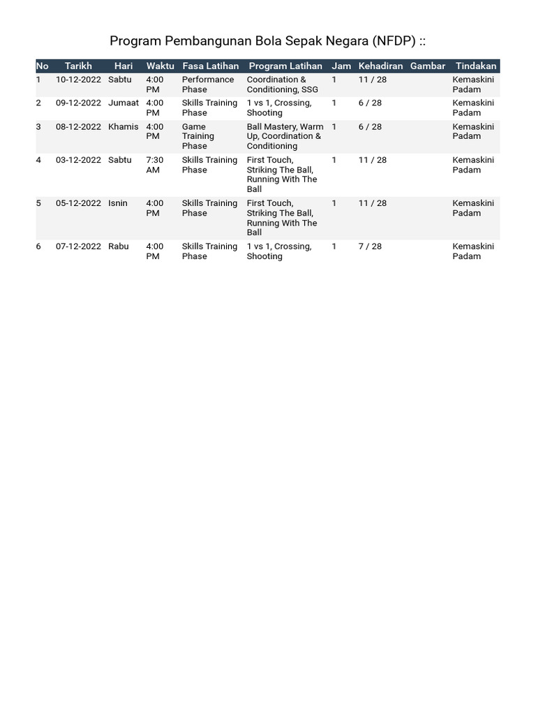 Program Pembangunan Bola Sepak Negara (NFDP) | PDF