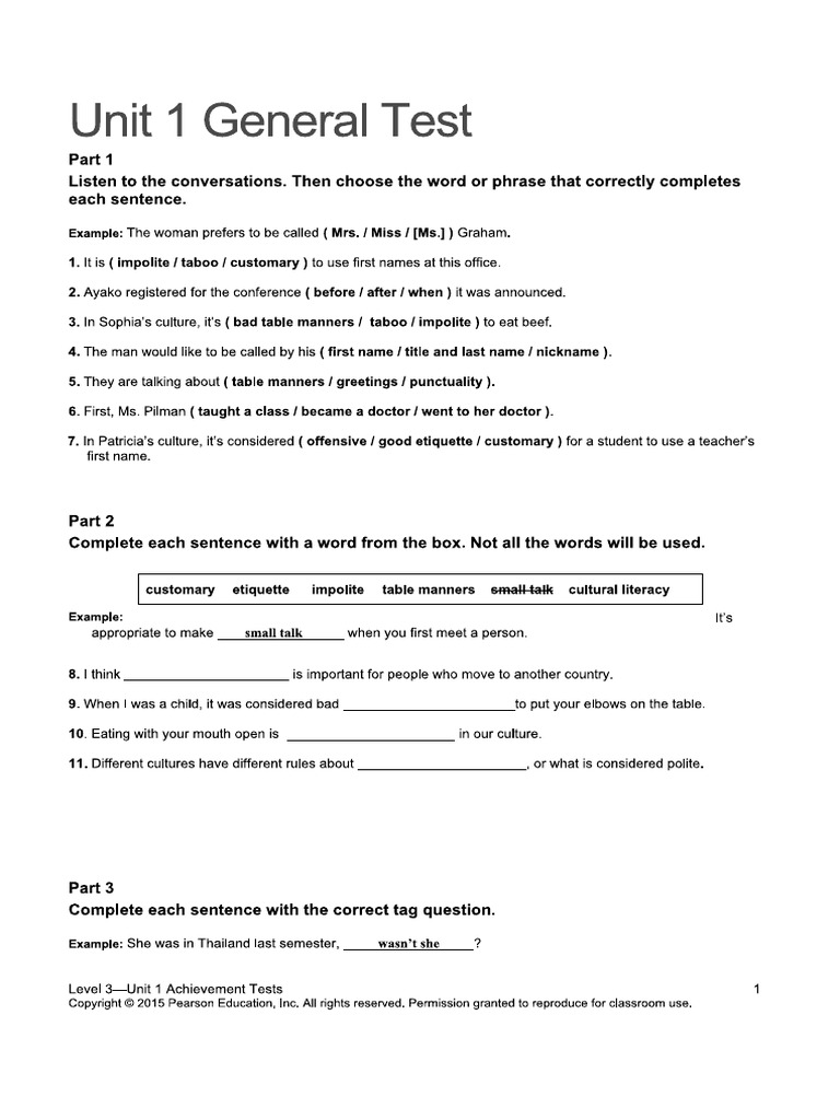 Unit 1 - Review Test | PDF
