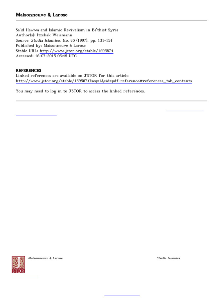 Said Hawwa and Islamic Revivalism in Bat | PDF
