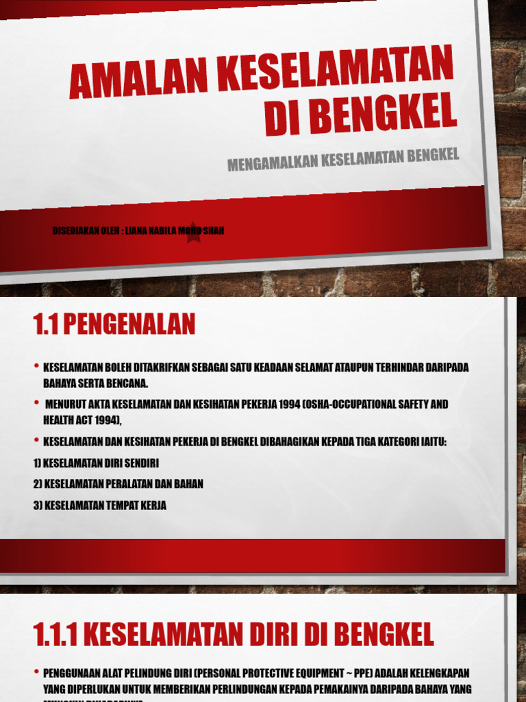 Amalan Keselamatan Di Bengkel | PDF | Occupational Safety And Health ...