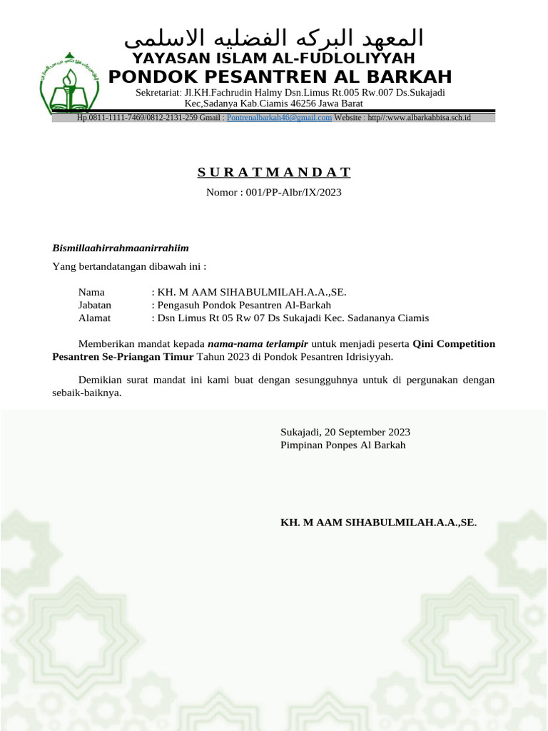 Surat Mandat + Formulir | PDF