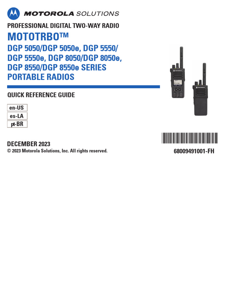 Mototrbo™: DGP 5050/DGP 5050e, DGP 5550/ DGP 5550e, DGP 8050/DGP 8050e ...