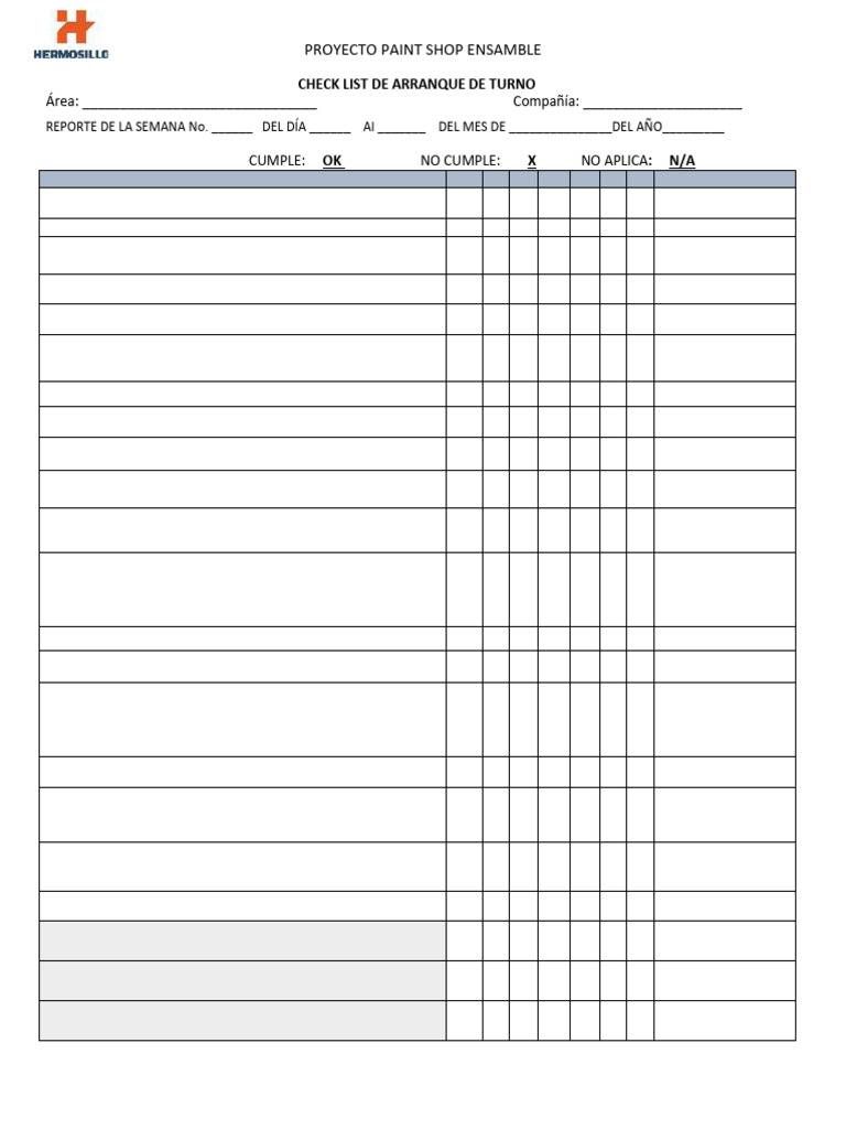 Checklist Arranque y Cierre | PDF