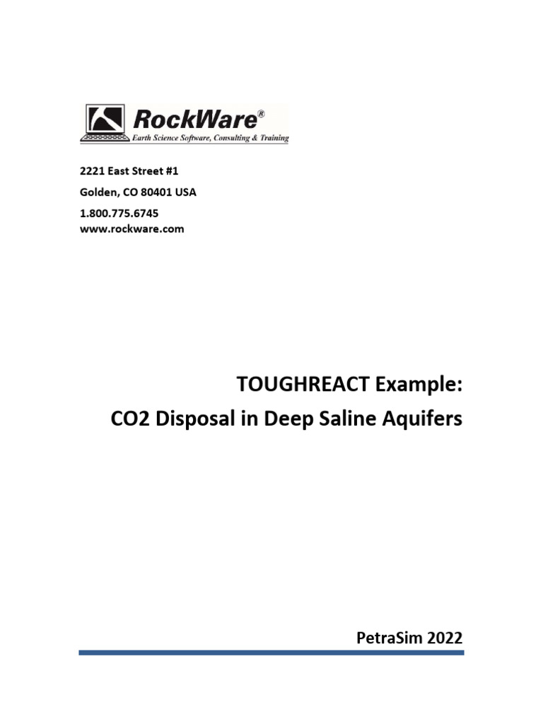 Examples Toughreact CO2 Disposal | PDF | Minerals | Parameter (Computer Programming)