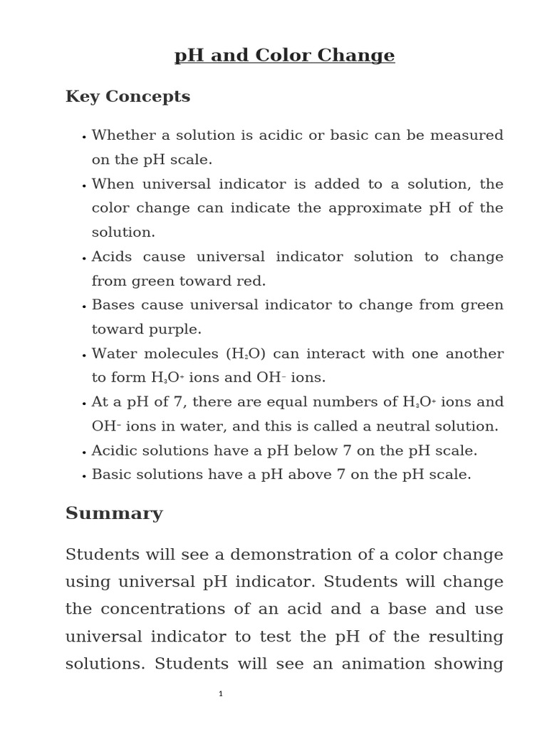 PH and Color Change | PDF