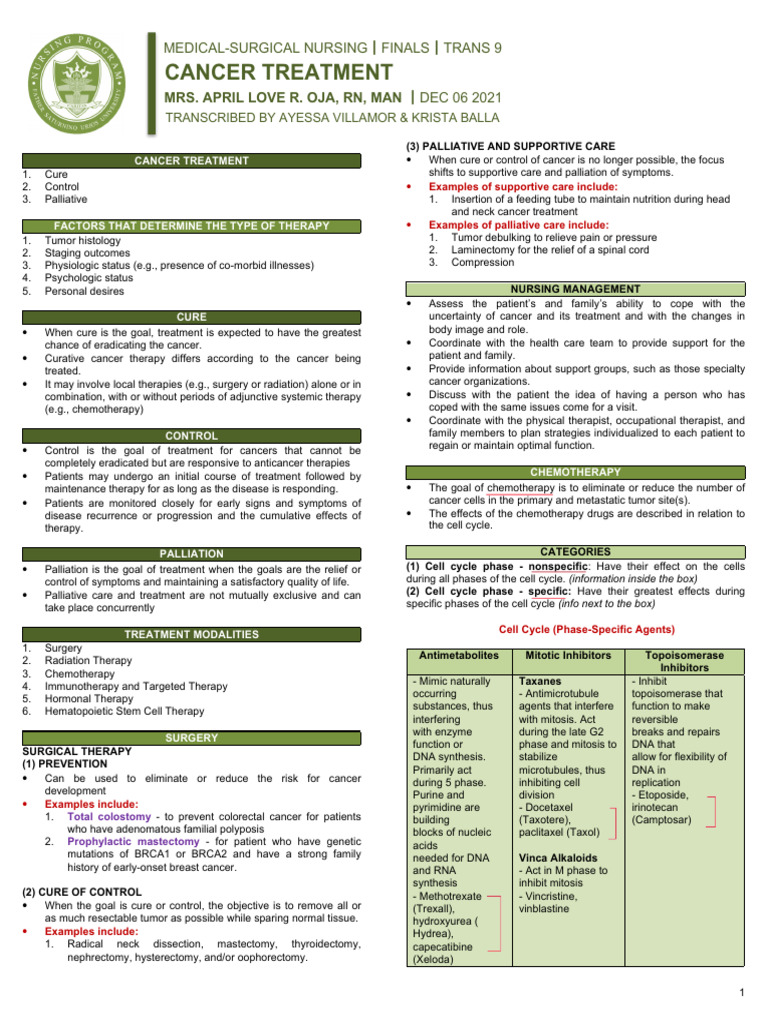 MS Trans 9 Cancer Treatment | PDF