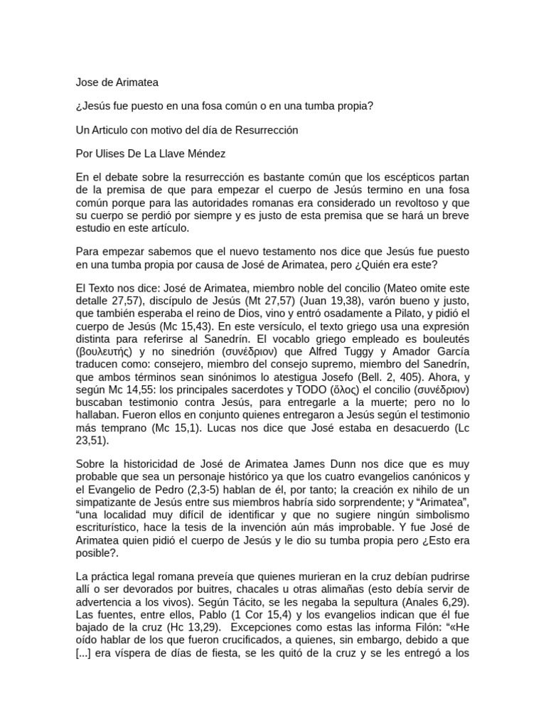 Jose de Arimatea Artículo | PDF