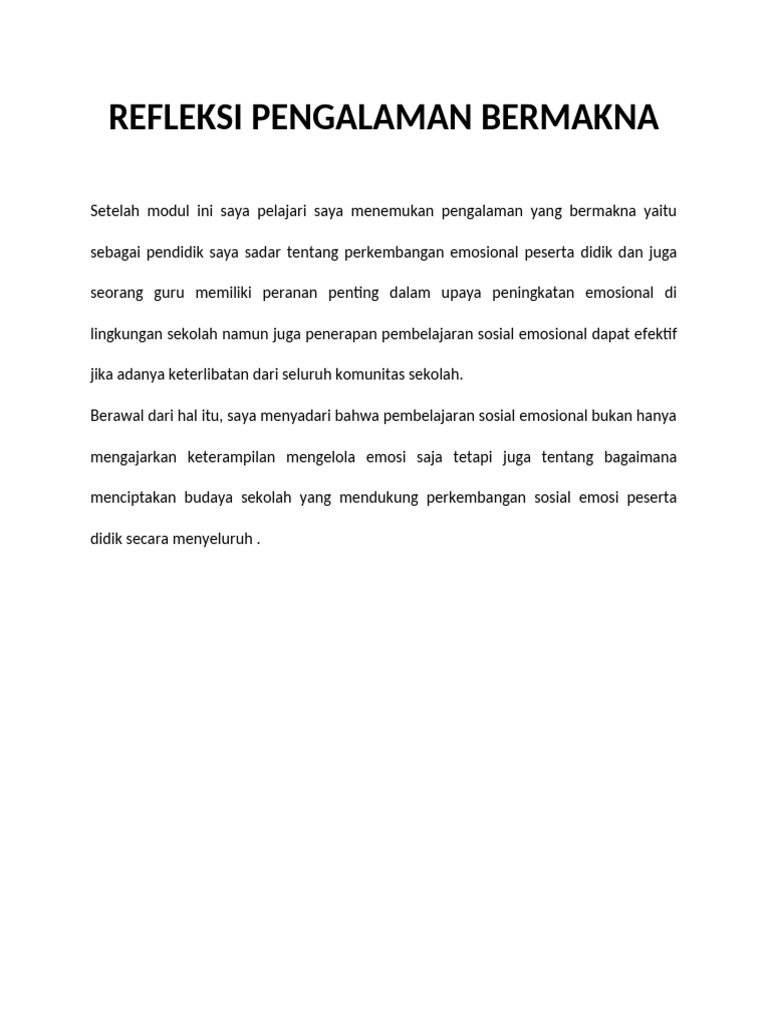 Refleksi Pengalaman Bermakna | PDF
