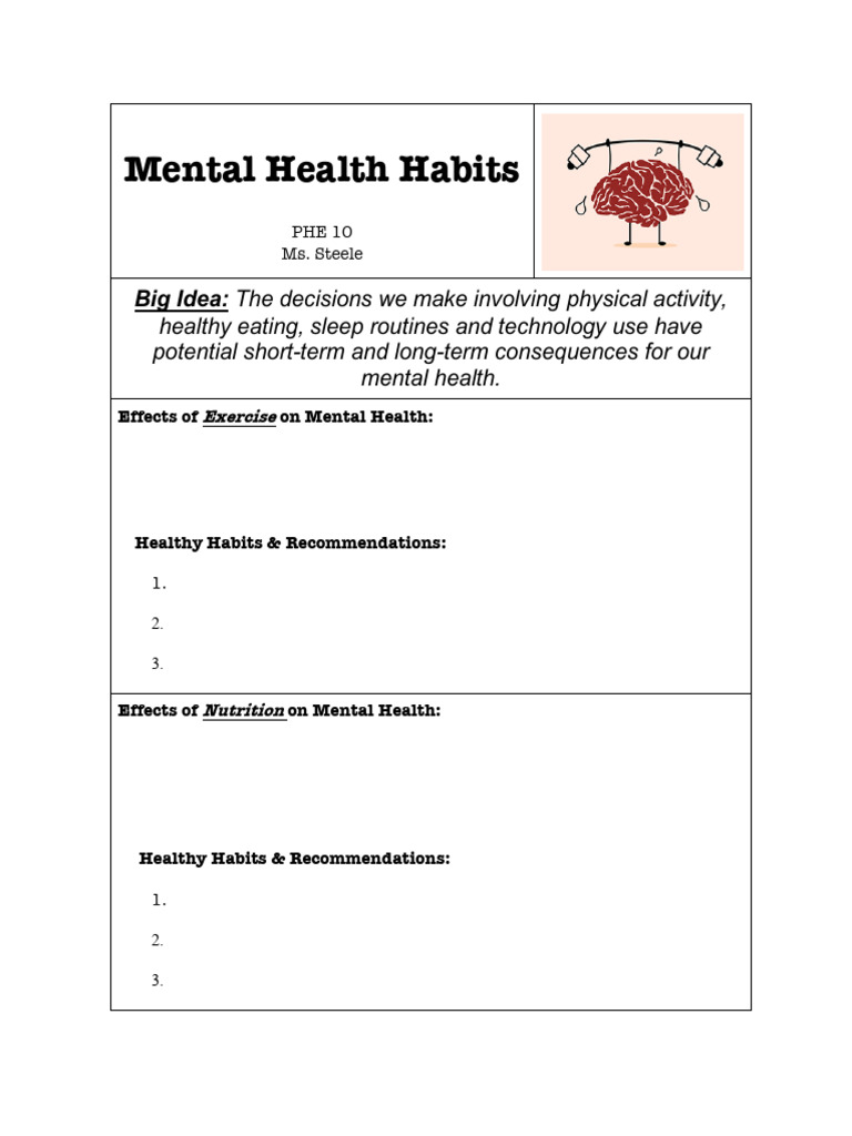 Mental-Health-Habits-Worksheet | PDF