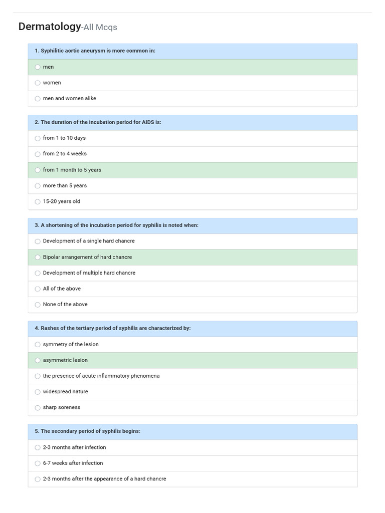 Dermatology Exam | PDF