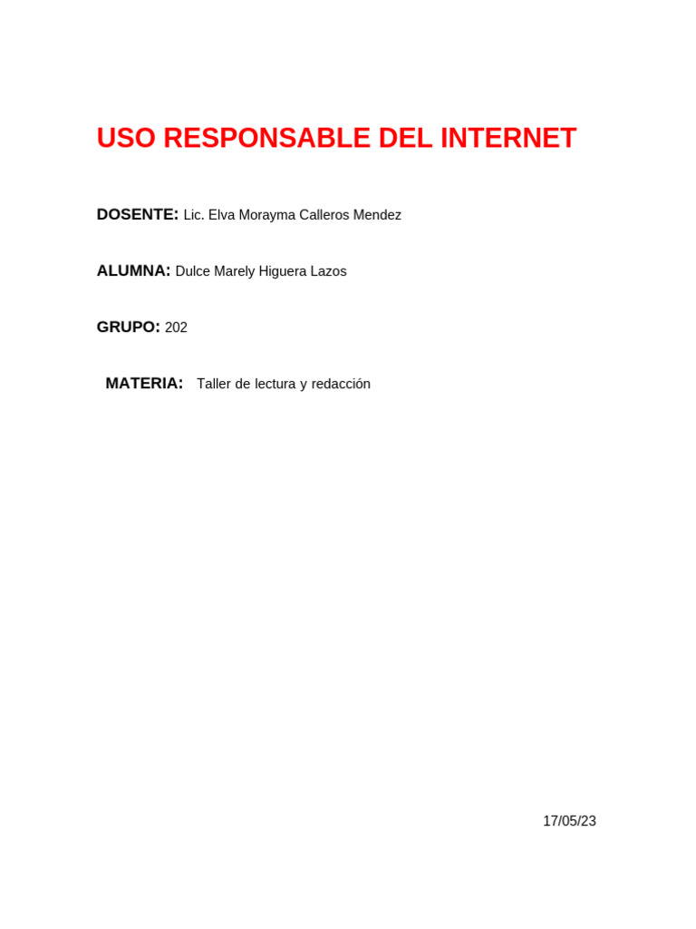 Uso Responsable Del Internet | PDF