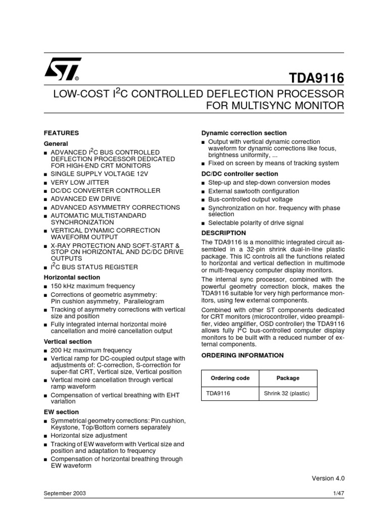 Tda 9116 | PDF | Capacitor | Amplifier
