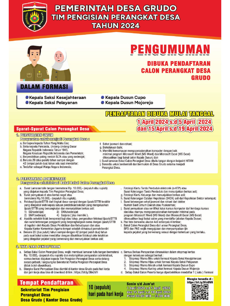 Berkas Bakal Calon Perangkat Desa Grudo 2024 | PDF