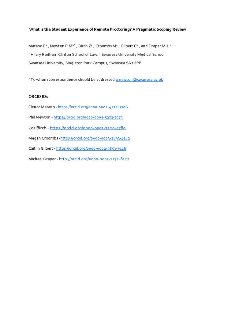 What Is The Student Experience of Remote Proctoring. A Pragmatic Systematic Review Final | PDF